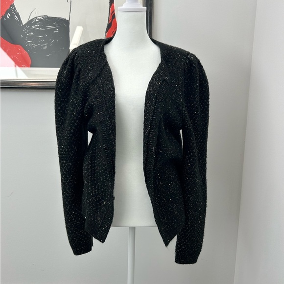 Express | Sweaters | Black With Gold Sparkle Cardigan | Poshmark